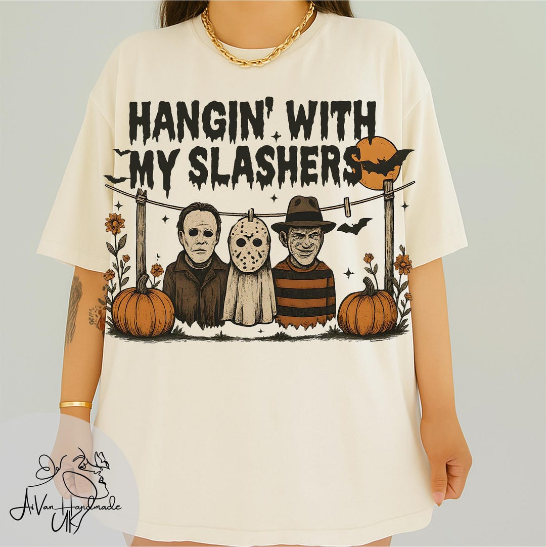 Hanging With My Slashers PNG, Funny Halloween Horror Characters Shirt ...