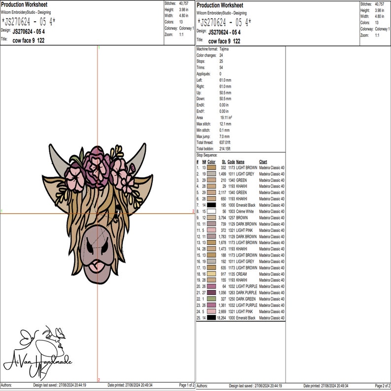 Floral Highland Cow Embroidery Designs Face Highland Cow Embroidery ...