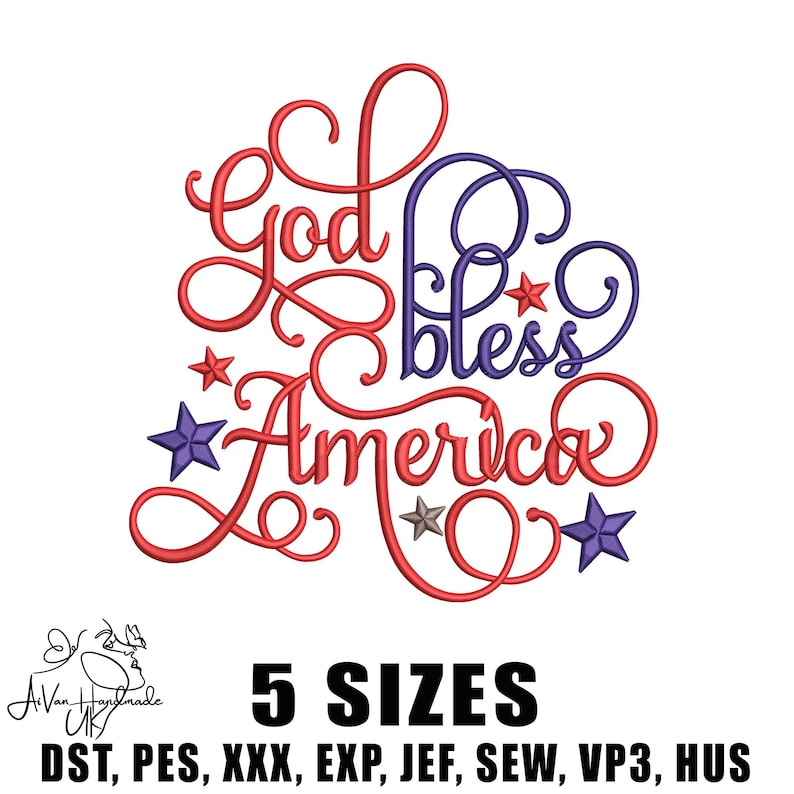 God Bless America Machine Embroidery, Coquette Fourth of July ...