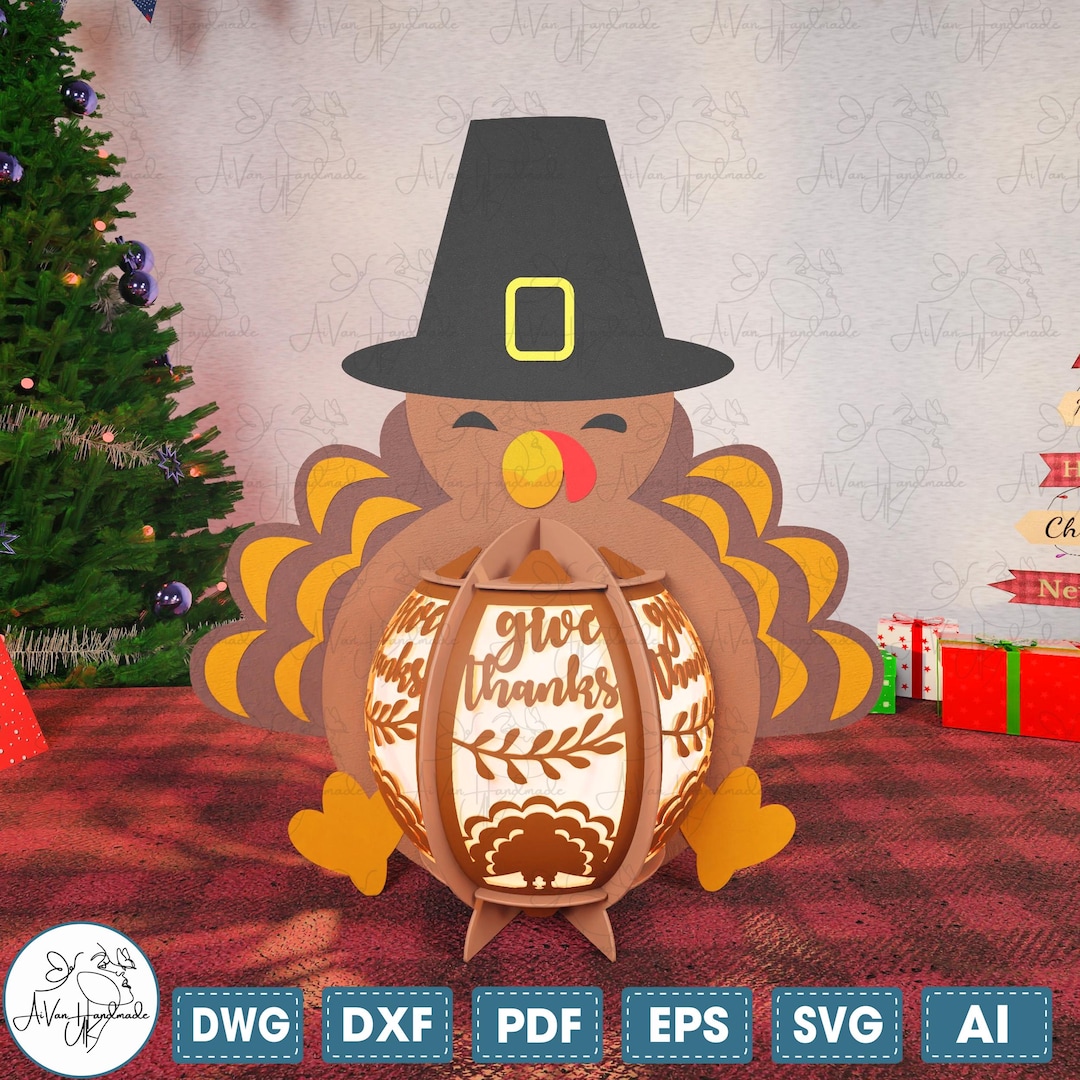 Thanksgiving Turkey Lantern Paper Cut File Svg,children's Room ...