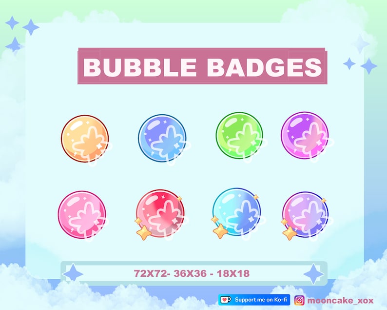 Cute Bubble Sub Badges for Twitch - Youtube - Discord | Bit Badges ...