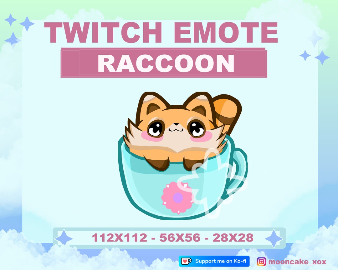 Cute Chibi Raccoon Emote for Streaming : Twitch Discord Youtube - Etsy