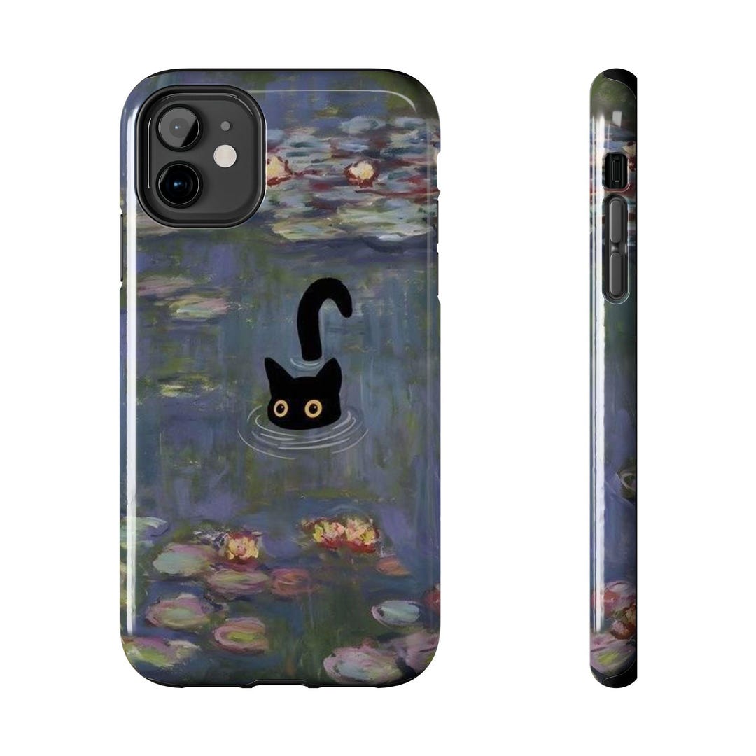 Black Cat Painting Cute Trendy Aesthetic Tough Phone Cases - Etsy