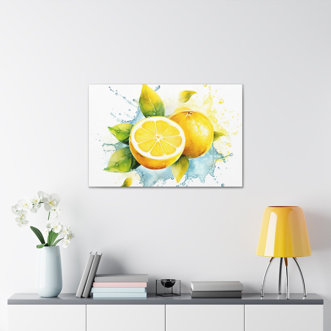 Realistic Watercolor Splatter Style Lemon Still Life Oil Painting Juicy ...