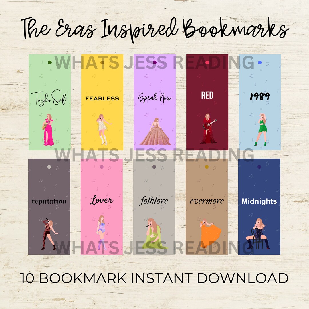 PRINTABLE the Eras Inspired Bookmarks, Taylor Swift Eras Bookmarks, the ...