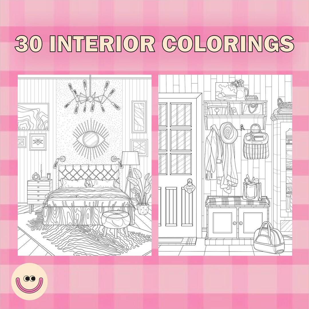20 Interior Design Coloring Pages, Digital Download, Printable Coloring ...