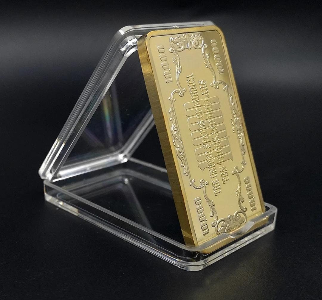 USD 10000 Dollar Bullion 24k Gold Bar American Metal Coin Golden Bars ...