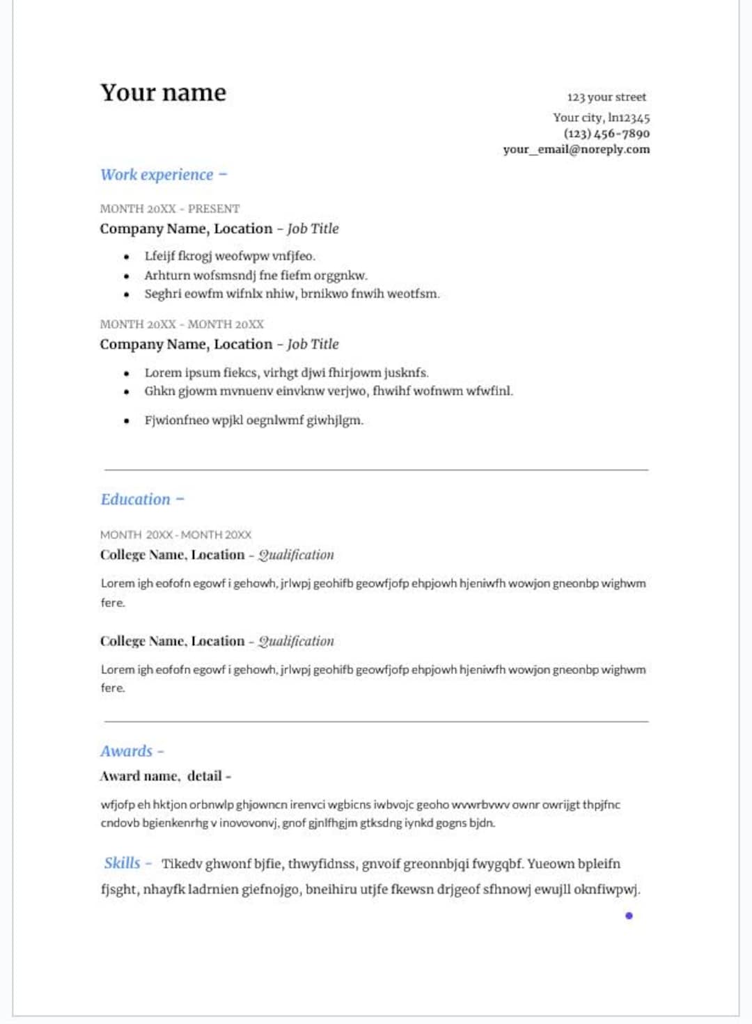 Modern Digital Resume Template Professional and Editable CV Design for ...