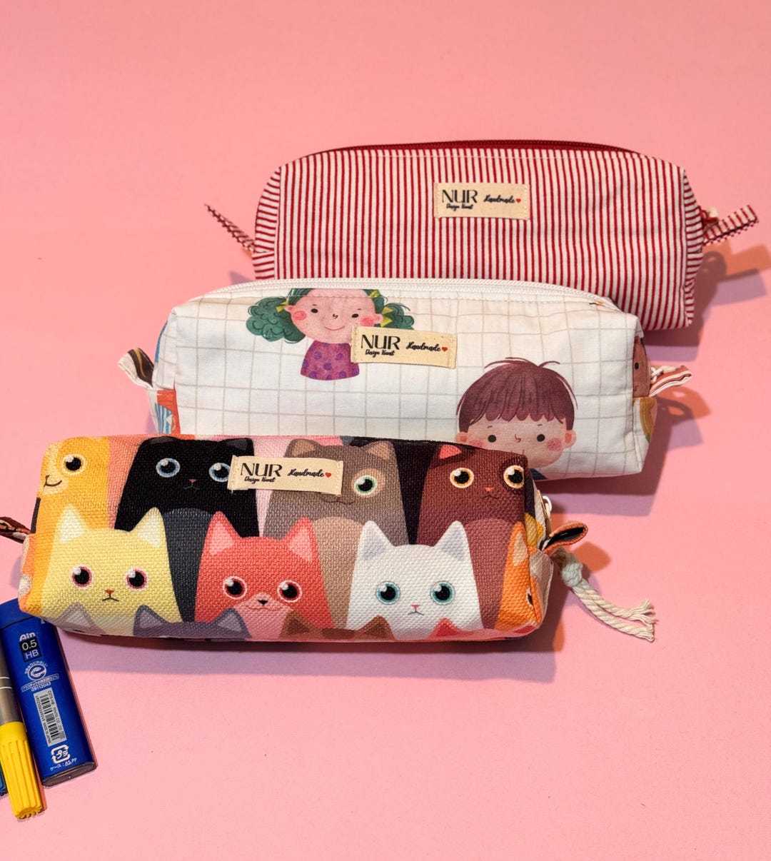 Handmade Pencil Case With Fun Prints - Large-capacity Zip Pouch, Retro ...