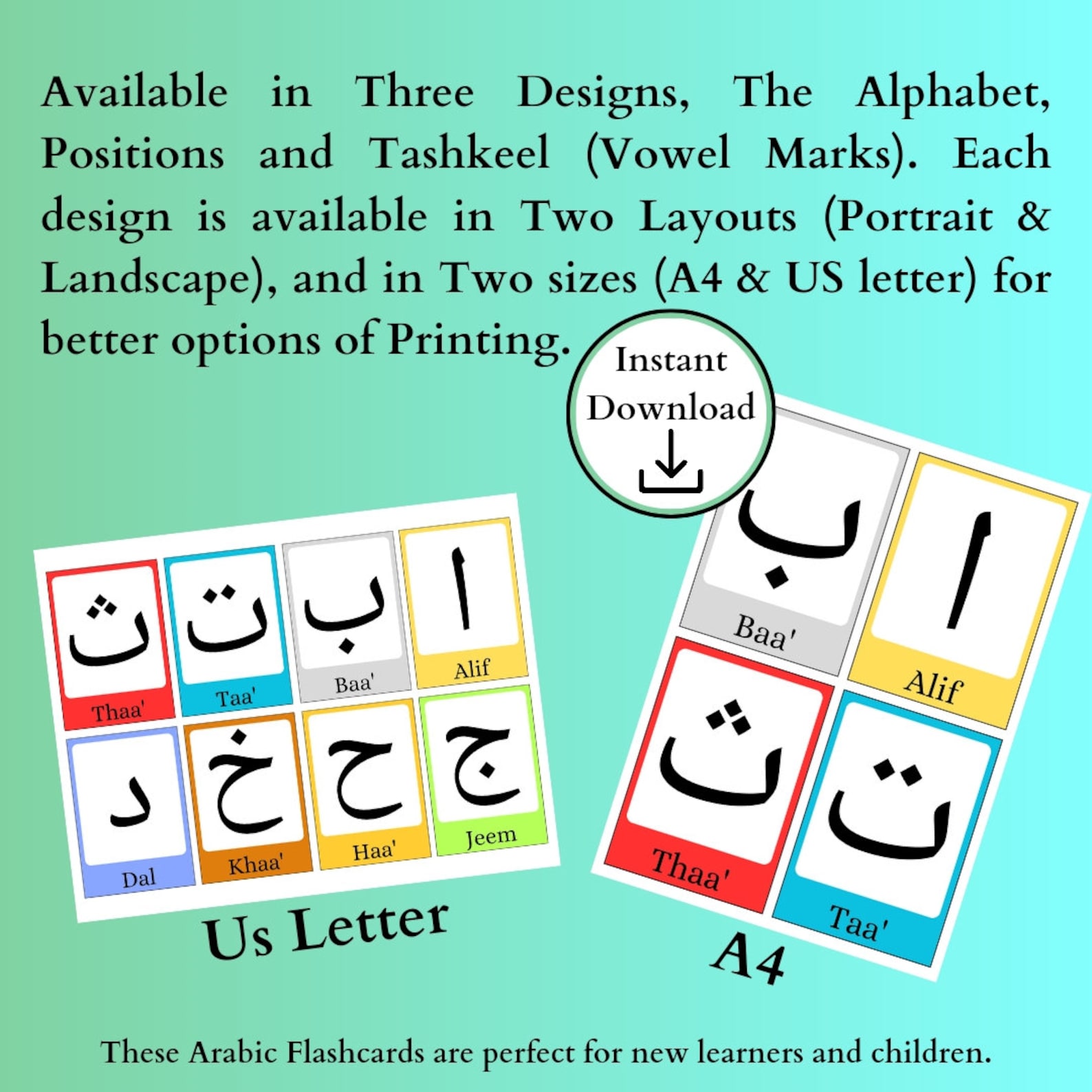 Arabic Alphabet Flashcards, Arabic Letters, Arabic Tashkeel, Arabic ...
