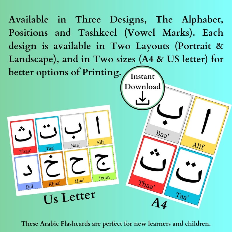 Arabic Alphabet Flashcards, Arabic Letters, Arabic Tashkeel, Arabic ...