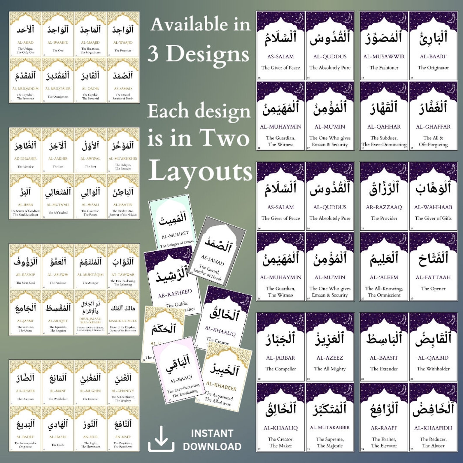 The Names of Allah Flash Cards | the 99 Names of Allah | Islamic ...