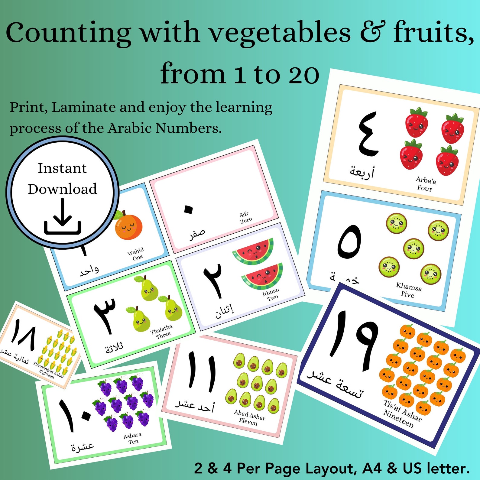 Arabic Numbers, الأرقام العربيه, the Arabic Number Flashcards, Counting ...