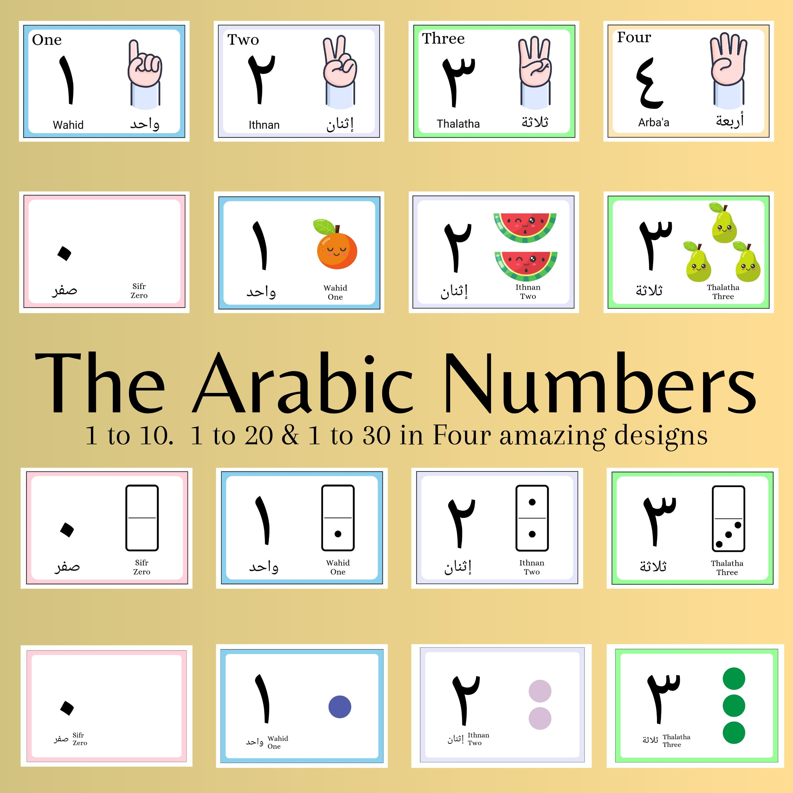 Arabic Numbers, الأرقام العربيه, the Arabic Number Flashcards, Counting ...