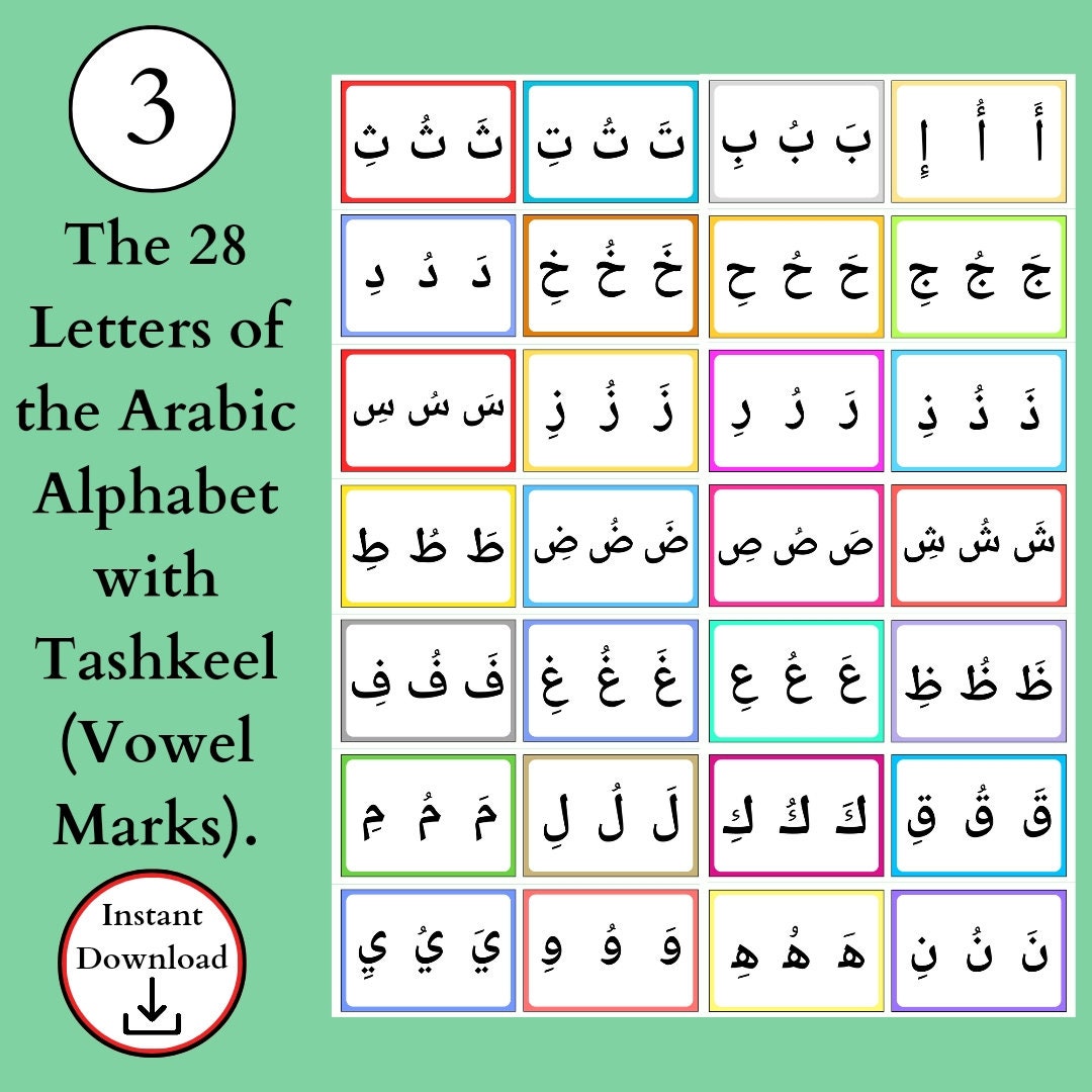 Arabic Alphabet Flashcards, Arabic Letters, Arabic Tashkeel, Arabic ...