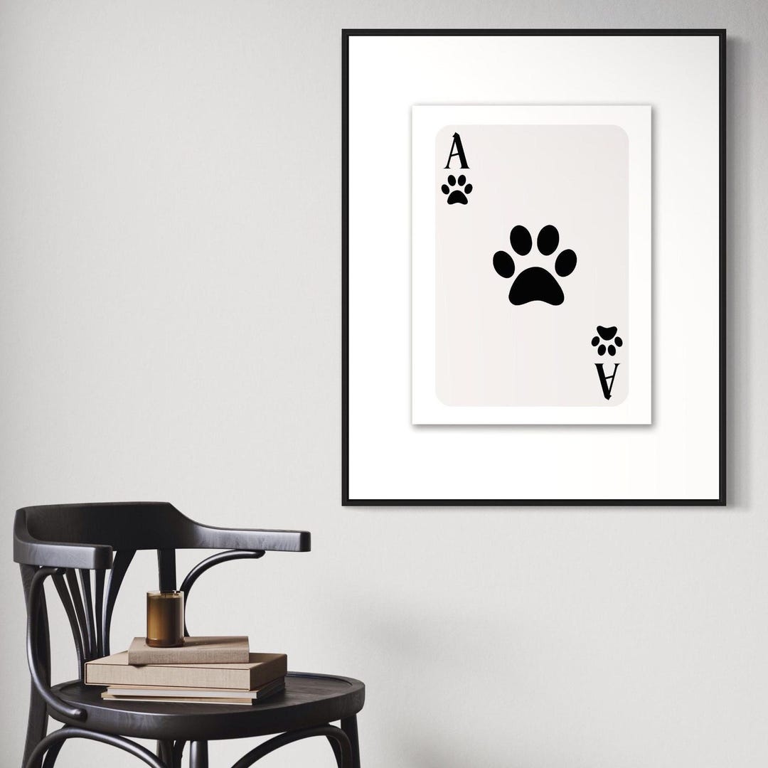 Funny Paw Playing Card Print Trendy Wall Art Prints Poster Paw, Ace ...