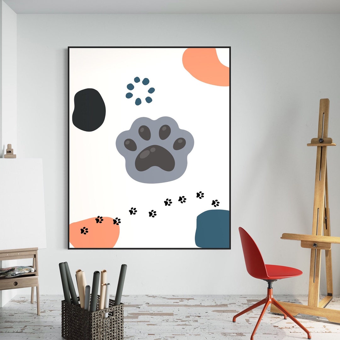 Boho Cat Paw Prints , Pet, Cat, Paw , Paw Poster, Paw Print Canvas Art ...