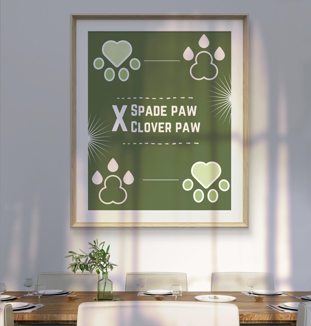 Spades Paw X Clover Paw Playing Card Print Trendy Wall Art Prints ...