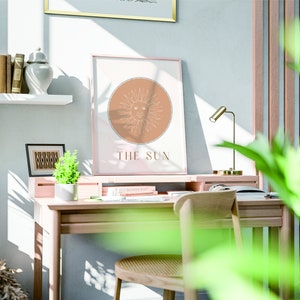 Abstract Sun Poster, Mid Century Sun Print Wall Art, Boho Sun Wall Art ...