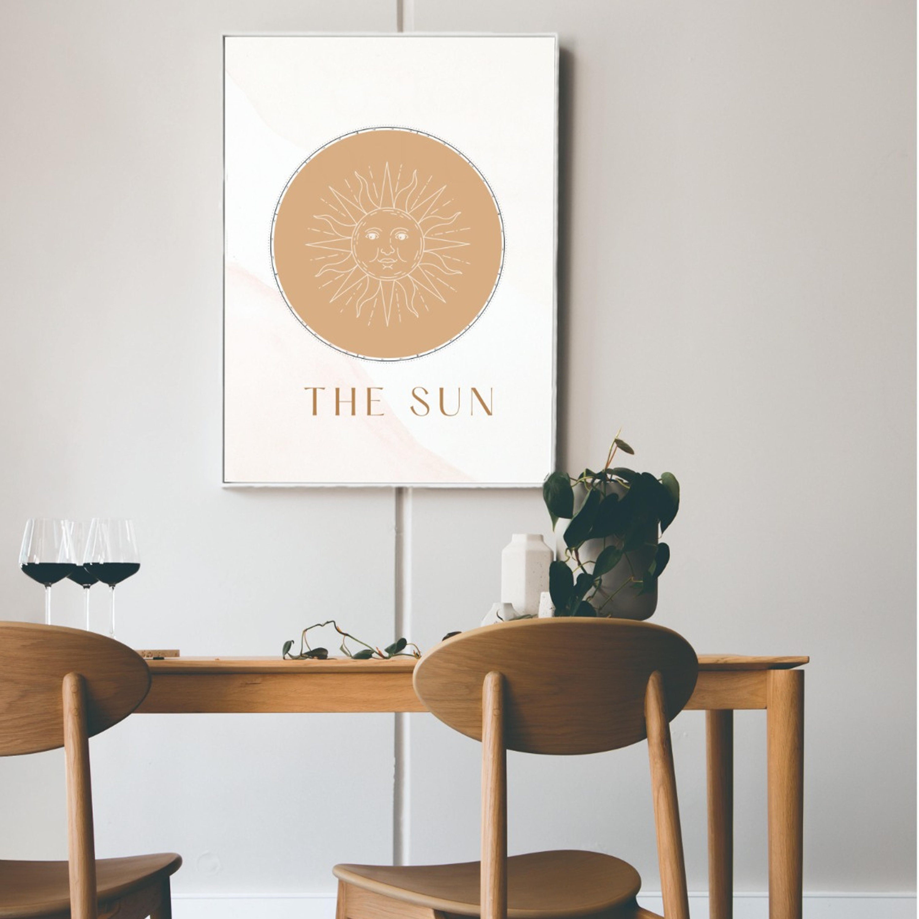 Abstract Sun Poster, Mid Century Sun Print Wall Art, Boho Sun Wall Art ...