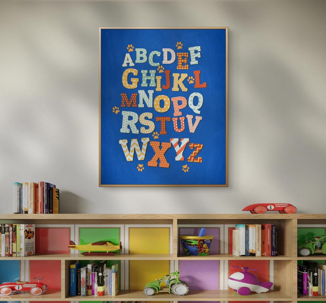 Colorful Alphabet Wall Art, Trendy Wall Art, Educational Wall Art, Abc ...