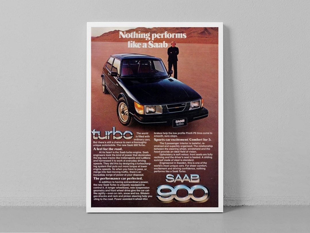 SAAB 900 Turbo Old Retro Brochure Vintage Wall Art CANVAS Poster ...