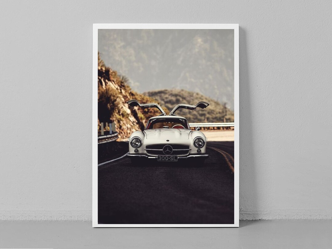 1955 Mercedes-benz 300SL Gullwing Coupé Retro Poster Wall Art CANVAS ...