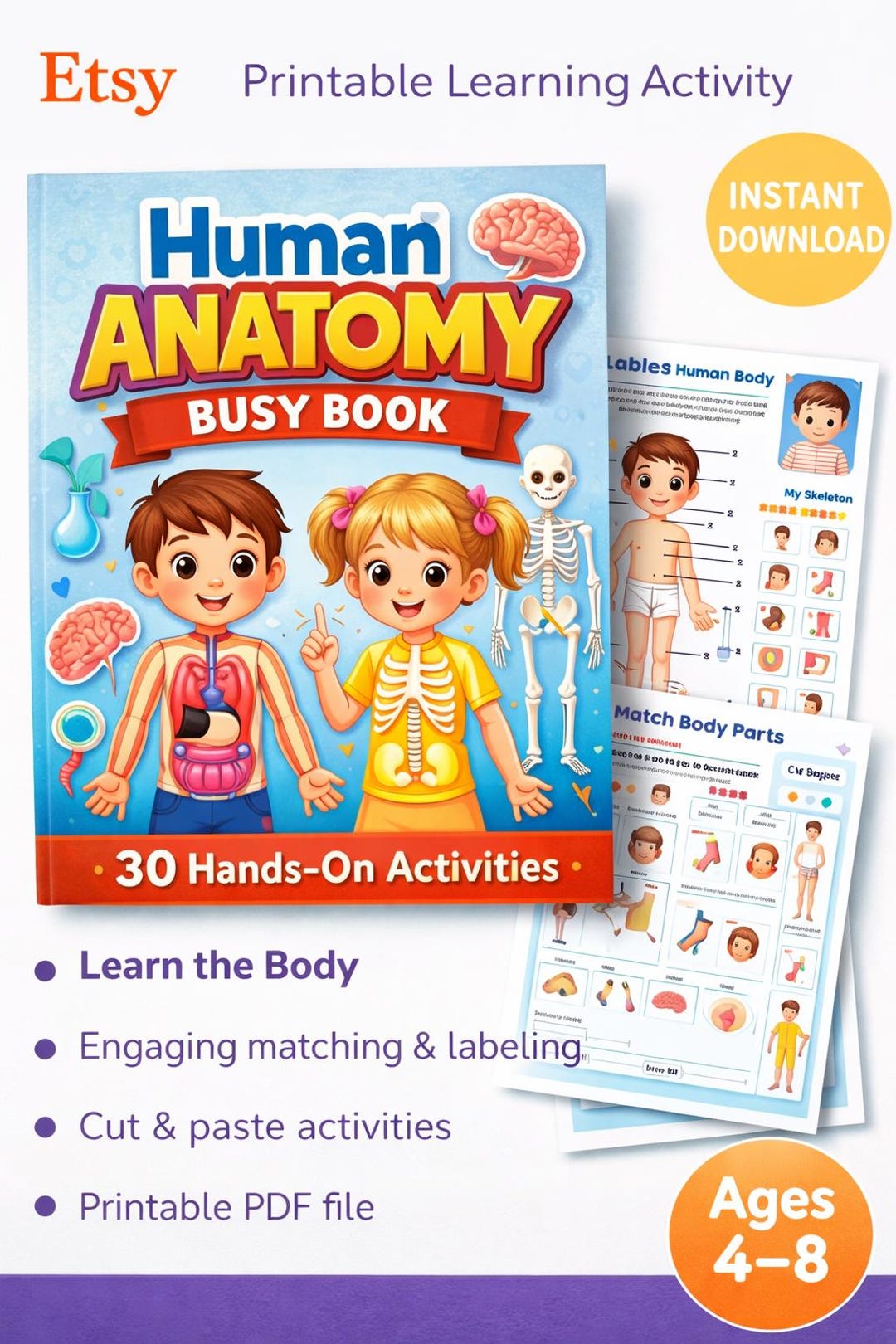 Human Anatomy Busy Book| 40 Pages| Printable Body Parts Activities ...