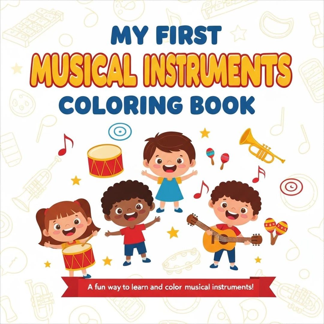 My First Musical Instruments Coloring Book for Kids|fun Music -themed ...