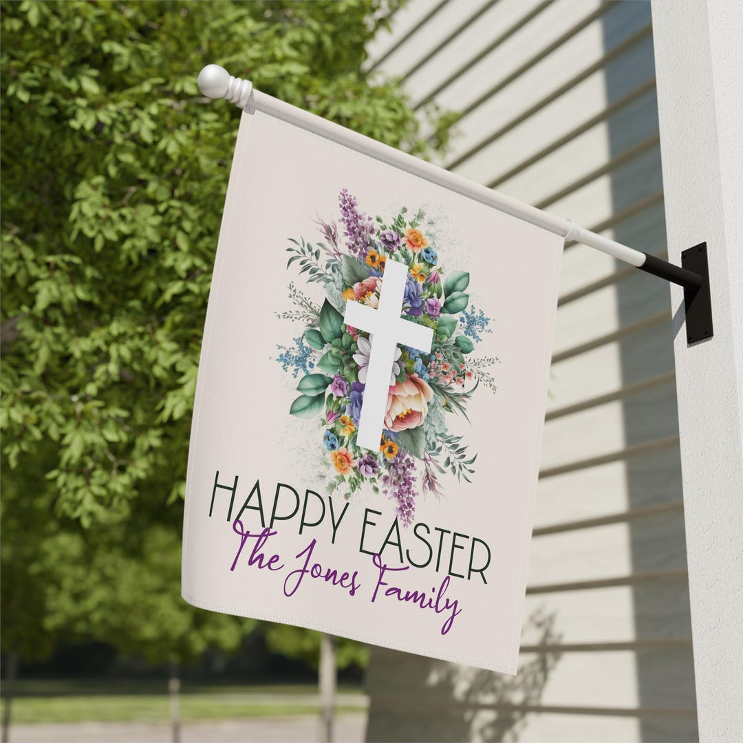 Custom Easter Garden Flag - Personalized Family Name Religious Yard ...