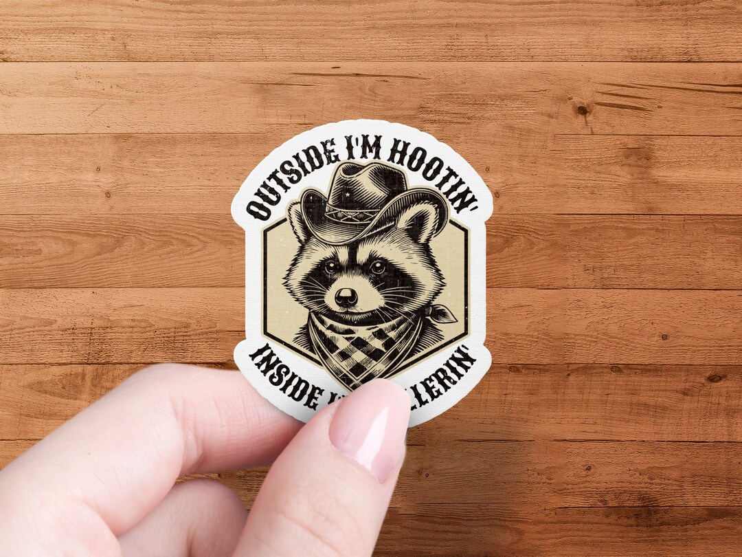 Cowboy Racoon Sticker Western Racoon Meme Vinyl Decal, Funny Trash ...