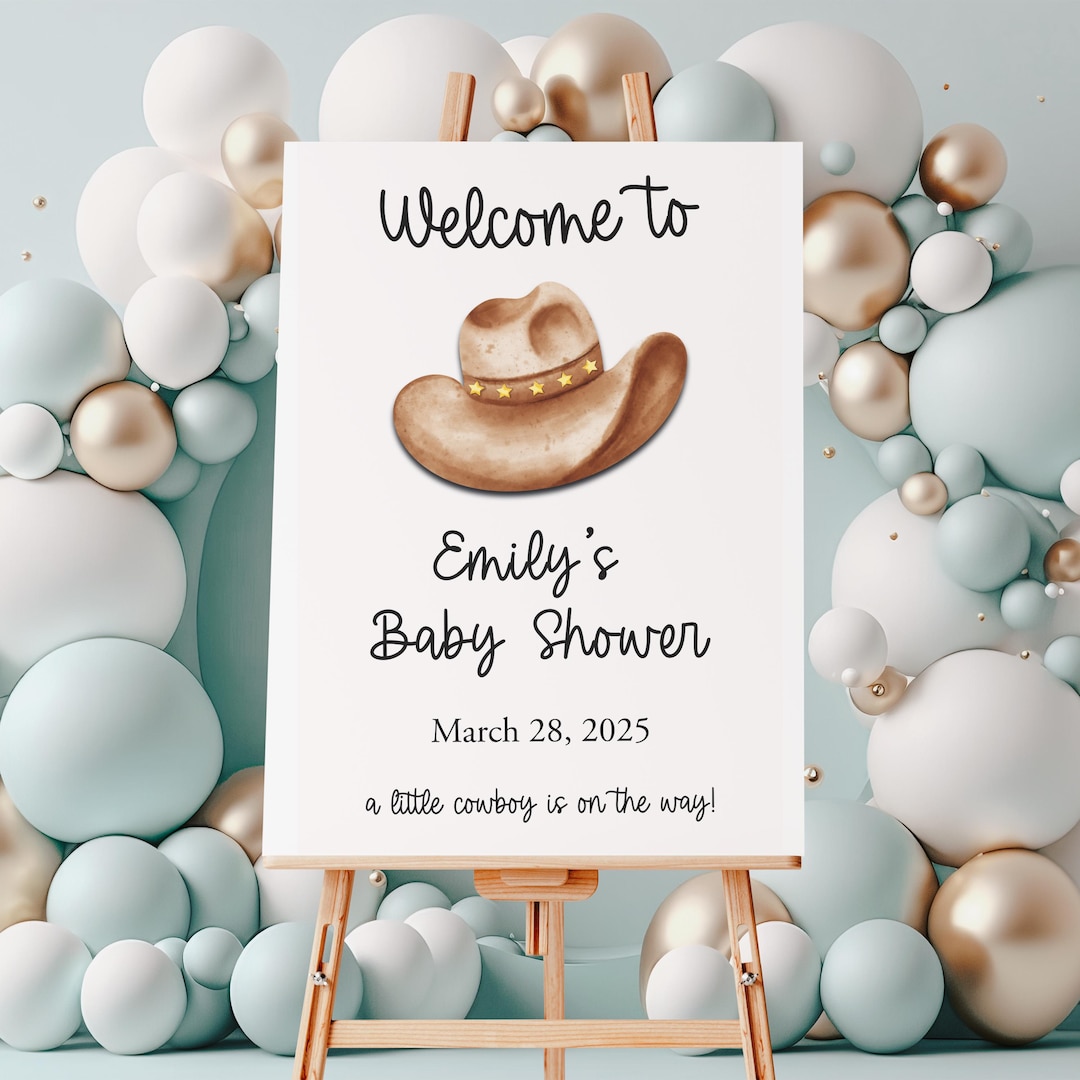Cowboy Baby Shower Welcome Sign - Western-themed Baby Shower Signage ...