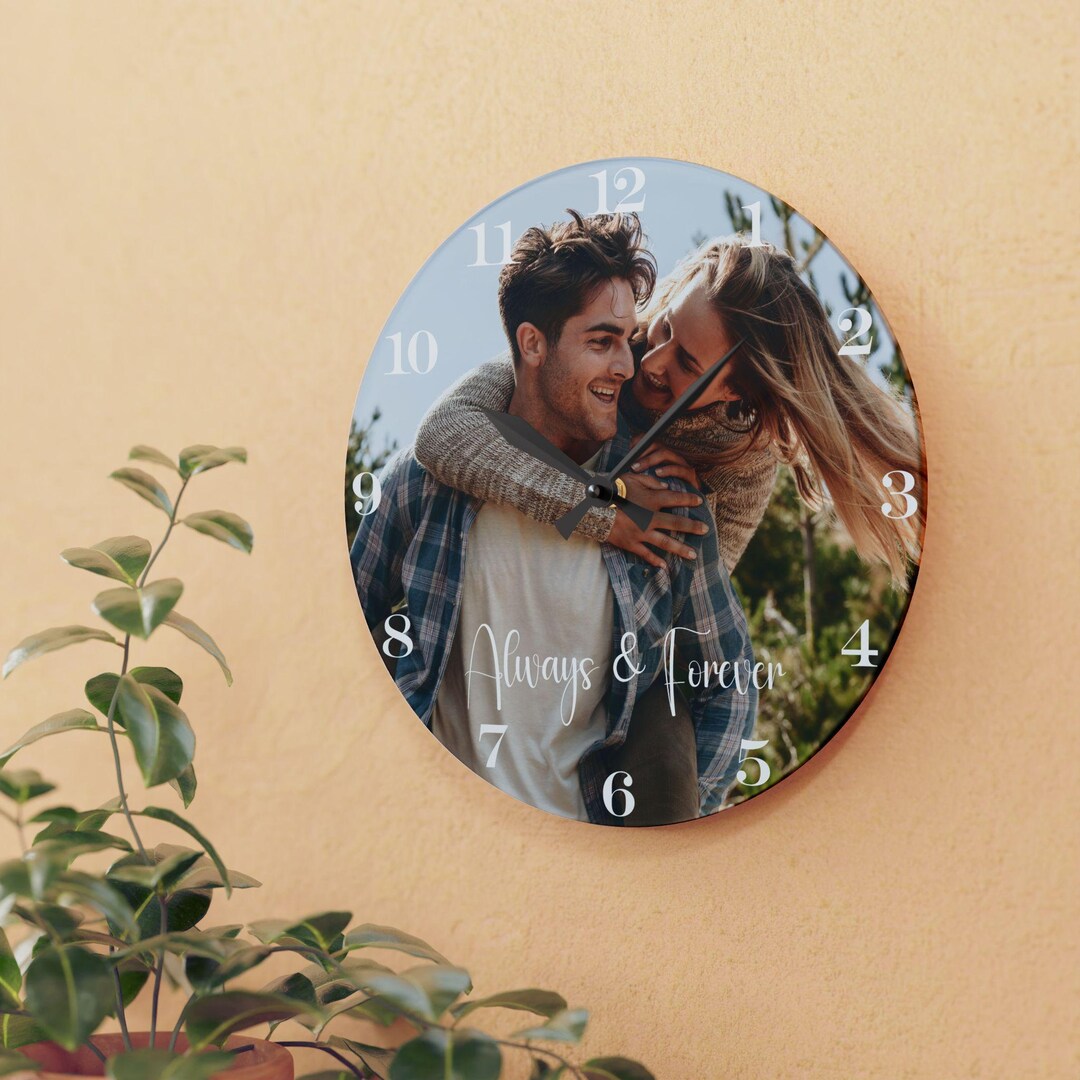 Custom Photo Wall Clock Personalized Picture Clock With Name or Text ...
