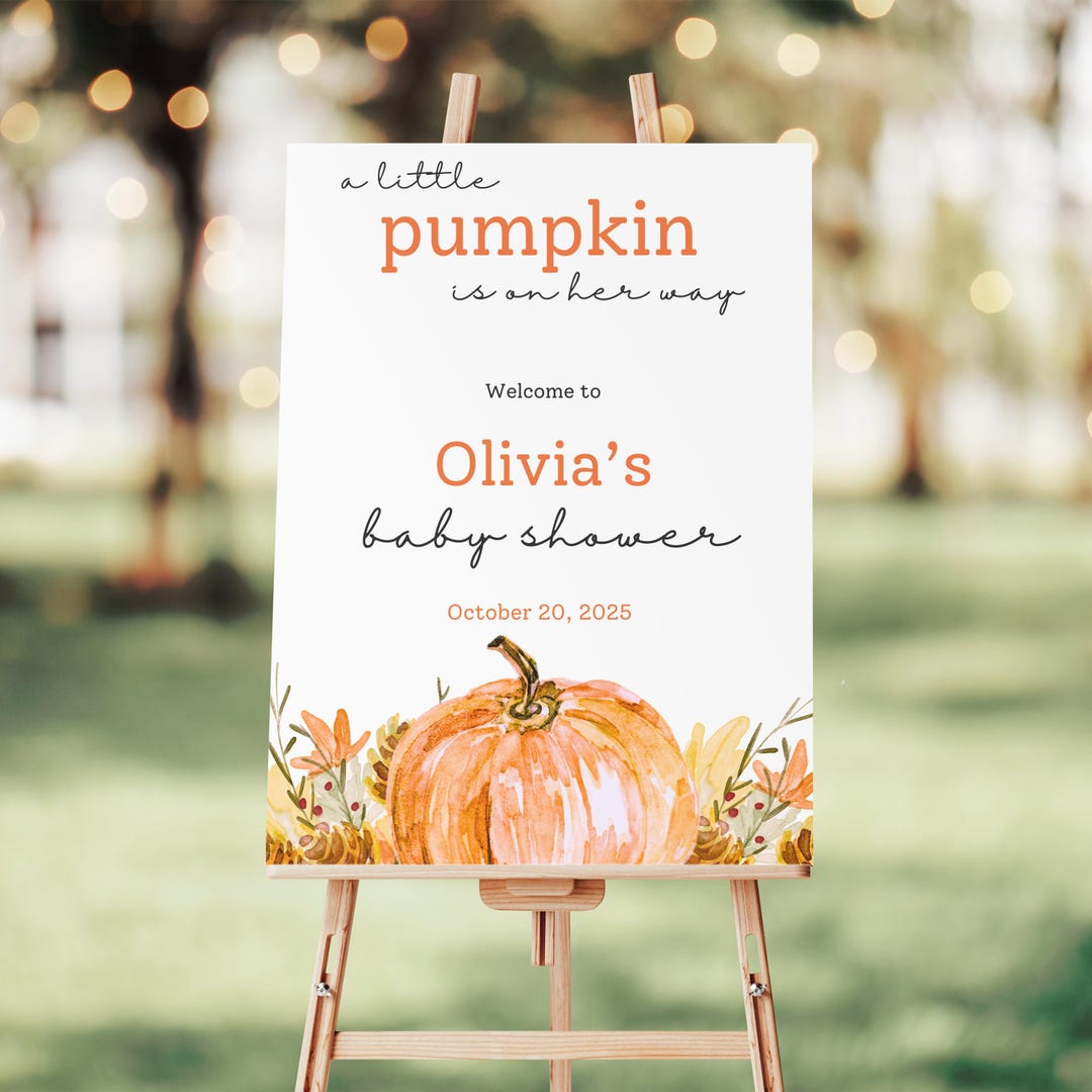 Fall Baby Shower Welcome Sign - Little Pumpkin Baby Shower Decoration ...