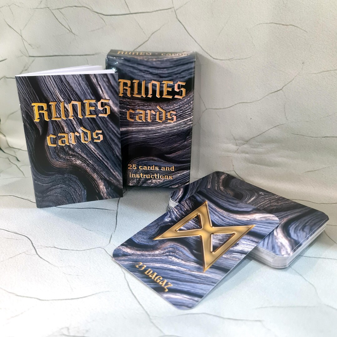 Rune Cards Elder Futhark Deck • 25 Runes + Guidebook • English ...