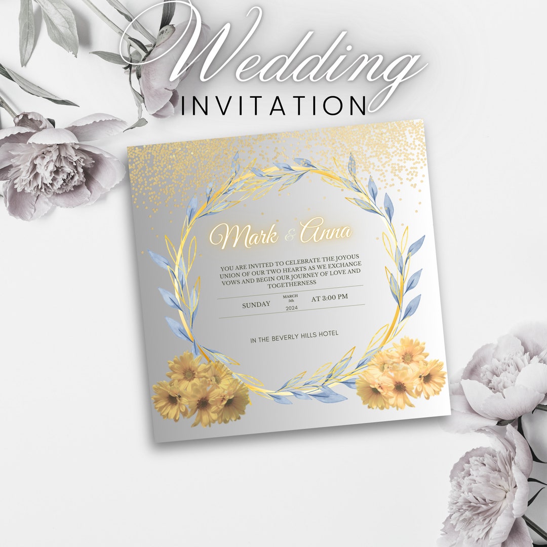 Editable Wedding Invitation Card Gift Custom Wedding Card Invite Bride ...