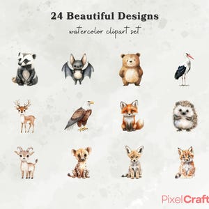 Watercolor Woodland Animals Clipart, Cute Baby Animals Pngs, Nursery ...