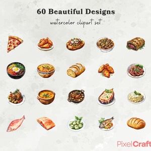 Dinner Clipart Bundle, Food Menu Clipart, Meal Graphics Png, Food Png ...