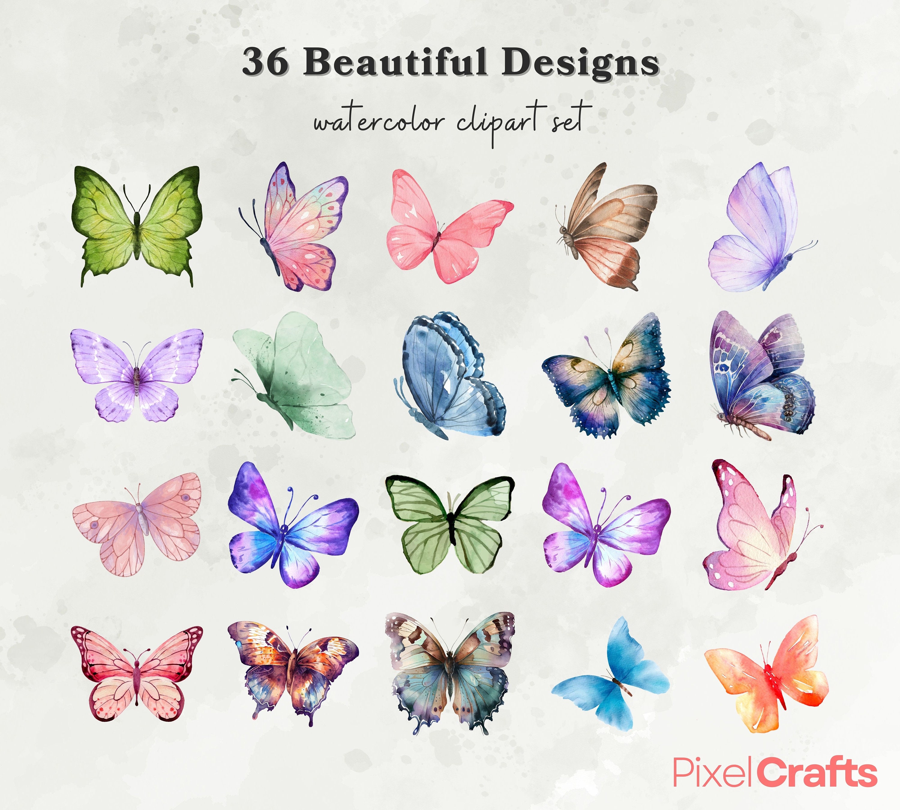 Colorful Butterflies Clipart, Colorful Watercolor Butterfly Clipart ...