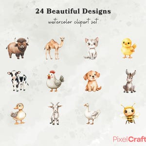 Watercolor Farm Animals Clipart, Cute Baby Animals Pngs, Nursery Cute ...
