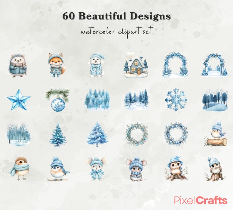 Winter Woodland Animals Clipart, Winter Clipart, Woodland Graphics ...