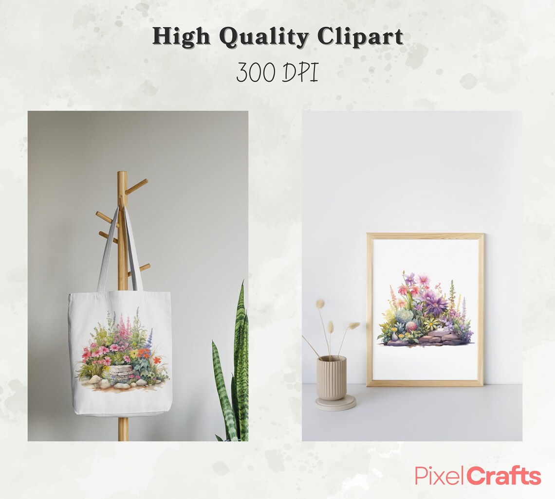 Wildflowers Clipart, Watercolor Wild Flowerbed Clipart Bundle, Spring ...