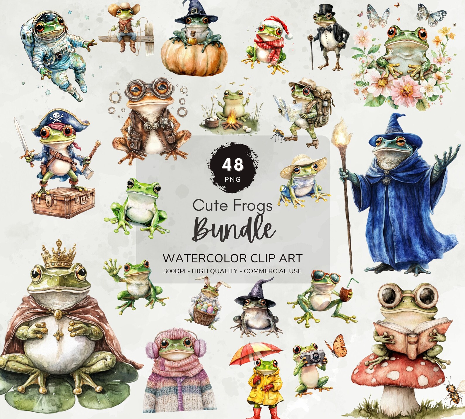 Watercolor Frog Clipart, Cute Frogs Png, Animal Clipart, Green Toad ...