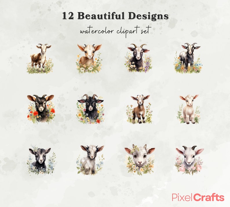 Watercolor Cute Goat Clipart, Funny Kid Goats Png, Farm Animals ...