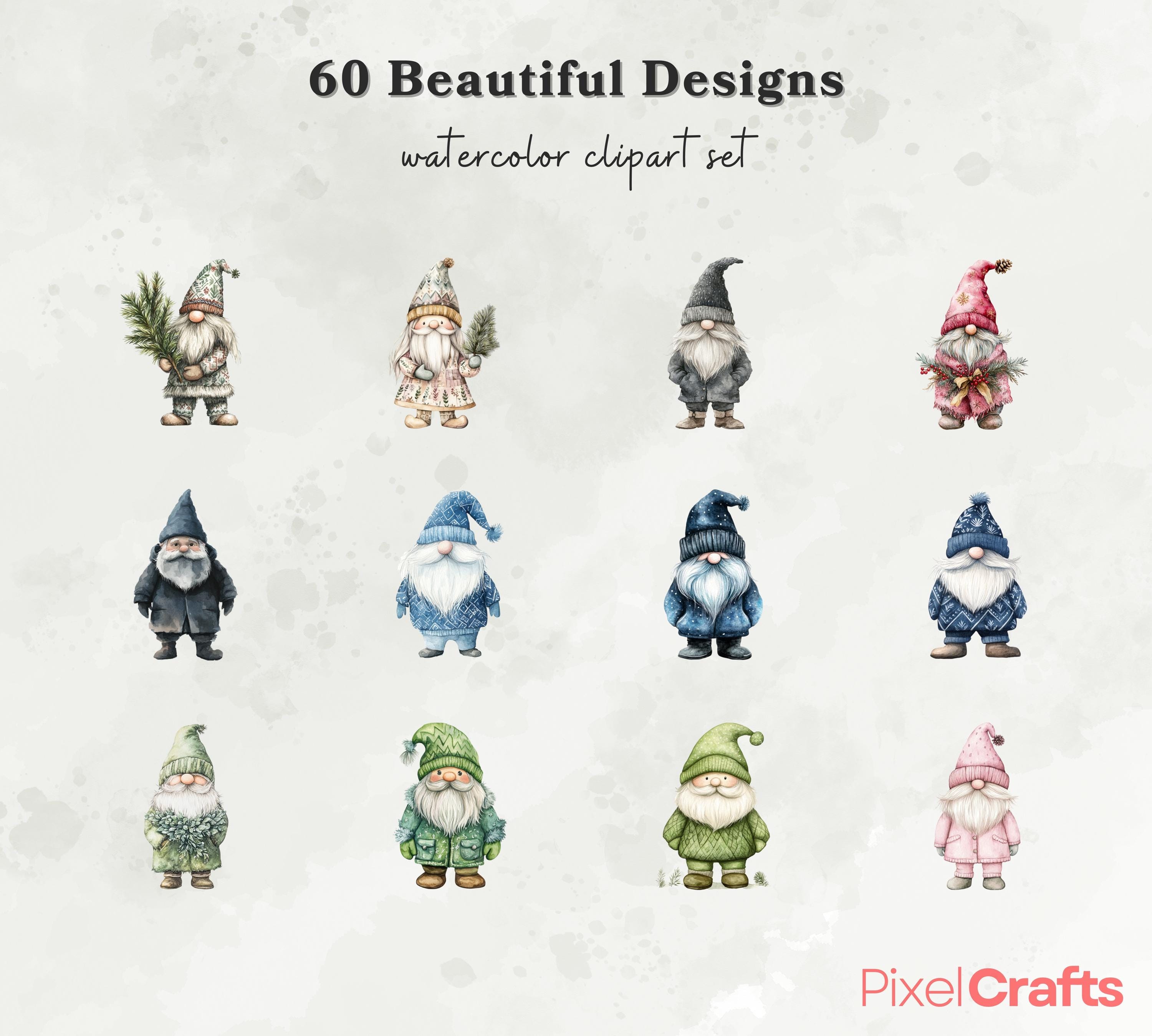 Winter Gnome Clipart Bundle, Cute Gnome Png Graphics, Winter Graphics ...
