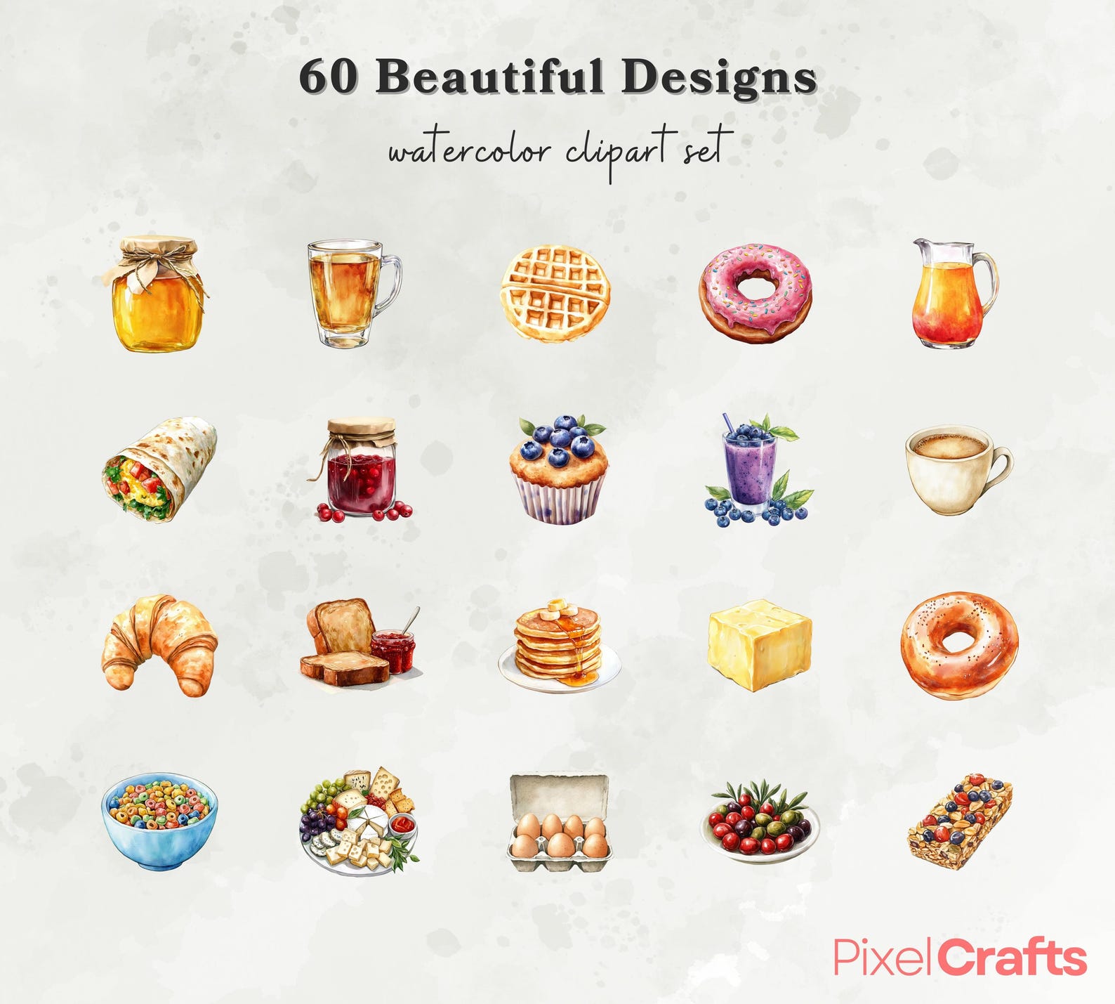 Breakfast Clipart Bundle, Brunch Clipart, Foods Graphics, Meal Graphics ...