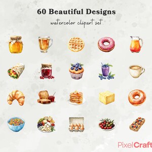 Breakfast Clipart Bundle, Brunch Clipart, Foods Graphics, Meal Graphics ...