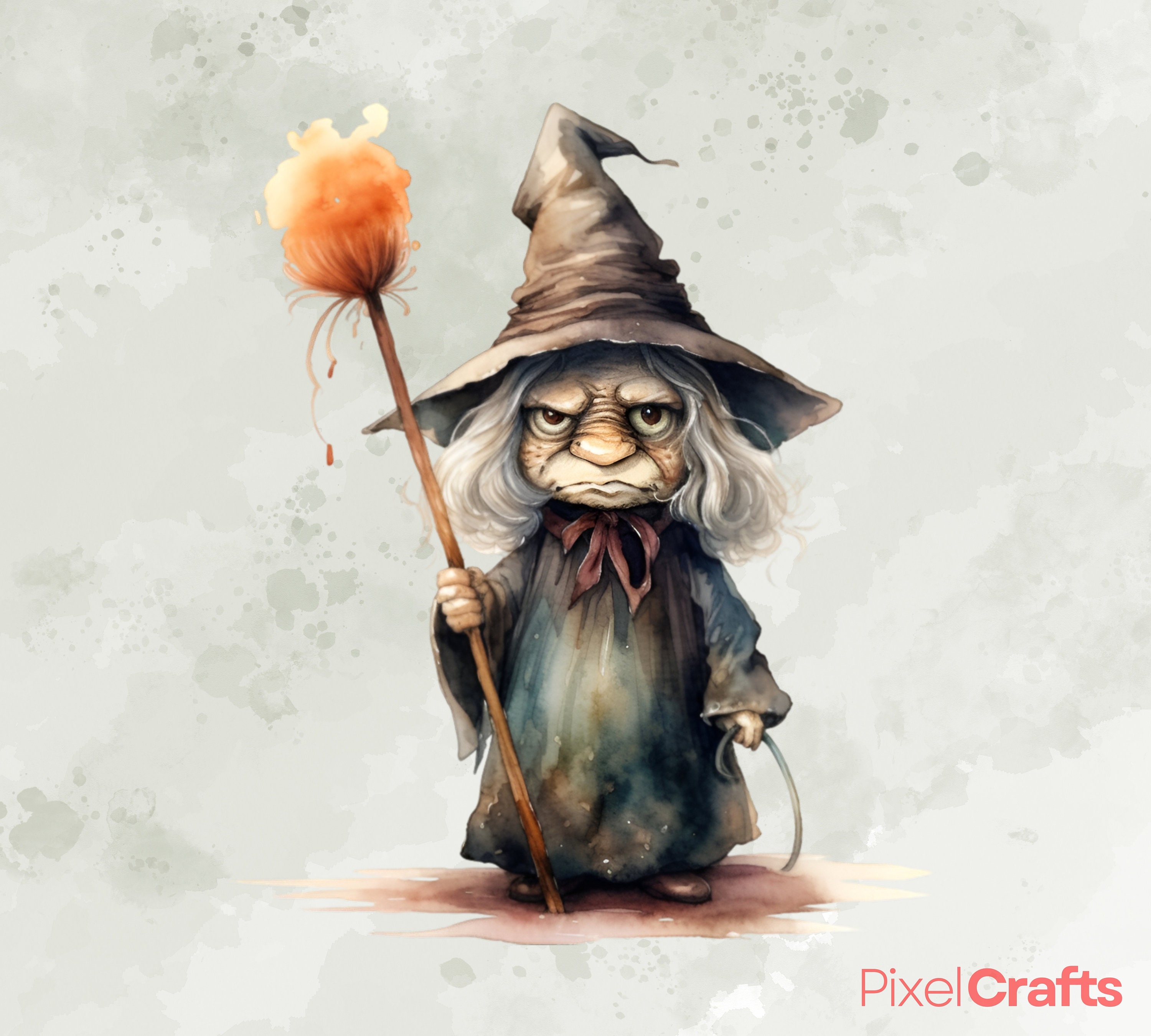 Grumpy Witch Clipart, Magical Clipart, Watercolor Witch Png, Fantasy ...