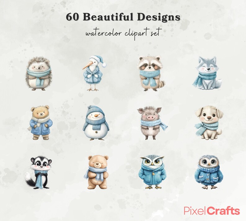 Winter Woodland Animals Clipart, Winter Clipart, Woodland Graphics ...