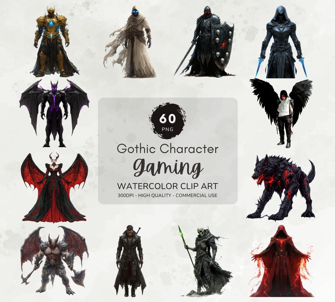 Gothic Game Character Clipart, Video Game Clipart, Gamer Graphics ...